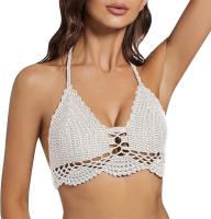 China Women Crochet Bikini Halter Bralette Backless Knit Bra Tops Summer Beach Swimwear Cover Up Hand Crochet Shawl Capelet for sale