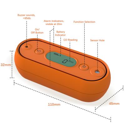 China Compact Portable Carbon Monoxide Alarm Detector With Digital Display 125g for sale