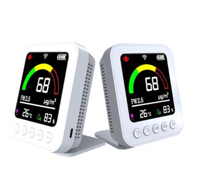 China Air Quality Tester - 6-in-1 PM2.5/PM10/Formaldehyde/TVOC/Temp Humidity Monitor, Rechargeable LCD Backlight for Home/Car/Travel for sale