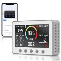 China CE RoHS Certified OEM ODM Smart WiFi Tuya Air Quality Monitor: 6-in-1 IAQ Detector (PM2.5 Sensor, CO2 Meter, AQI Monitor) for Indoor Use for sale