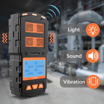 China Compact 4 Gas Monitor Personal Safety Detector for LEL, O2, H2S, CO | Long Battery Life, IP66 Waterproof, Handheld Multi Gas Tester for sale