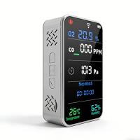China Smart 7-in-1 WiFi Gas Detector, O2 CO with Temp Humidity Pressure, 181g Lightweight for sale