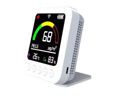 China Wholesale Tuya Smart WiFi Air Quality Monitor - Battery-Powered PM2.5 Temp Humidity Real-Time Detector for sale