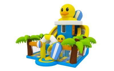 China 1000D Fireproof Commercial Inflatable Water Slides Yellow Duck PVC Pool For Kids for sale