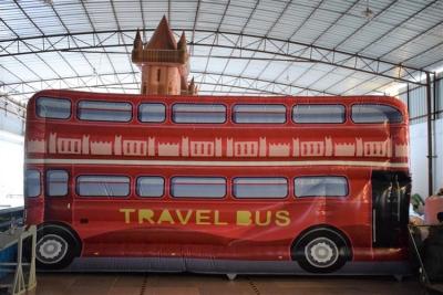 China PVC Red Wide Inflatable Bus House Jumping Castle For Kids Entertainment Eco - Friendly for sale