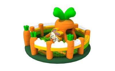 China Rabbit Themed 6x6x3.8m Inflatable Fun City blow up Playhouse Fireproof for sale