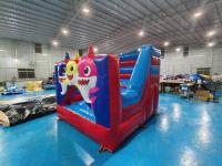 China Fireproof 0.55mm Inflatable Jump House Baby Shark Cartoon Theme Blow Up Bounce House for sale