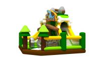 China Stone Age Bounce House Inflatable Fun City Bouncy House With Slide Inflatable Obstacle Course for sale