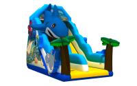 China Ocean Theme Shark Inflatable Slide Inflatable Climbing Wall And Slide For Kids for sale