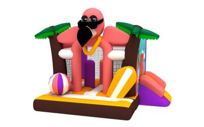 China OEM Outdoor Bounce House Combo Flamingo Cartoon Theme Inflatable Bouncer With Slide for sale
