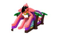 China Trapaulin Flamingo Cartoon Theme Inflatable Obstacle Course Bouncer And Slide Combo For Kids Rental for sale