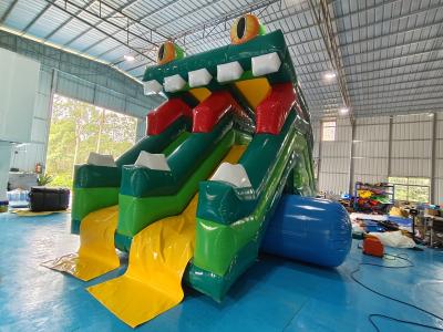 China New Design Inflatable Slide Frog Figure Inflatable High Double Slides Dry Slide For Kids And Adults for sale