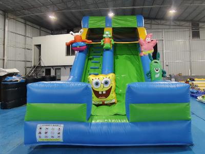 China Customized PVC Inflatable Dry Slides SpongeBob Square Pants Inflatable Castle For Kids for sale