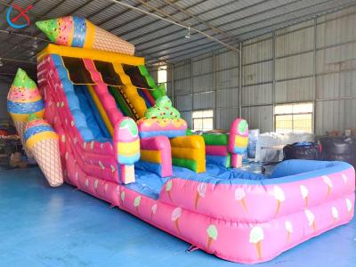 China Factory Inflatable Slide Colorful Ice Cream Inflatable Double Dry Slides For Kids for sale
