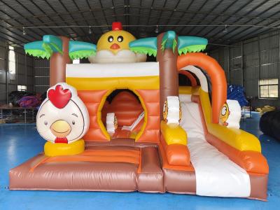China Digital Printing Inflatable Combos Chicken Cartoon Inflatable Bouncy House With Slide Jumping House for sale