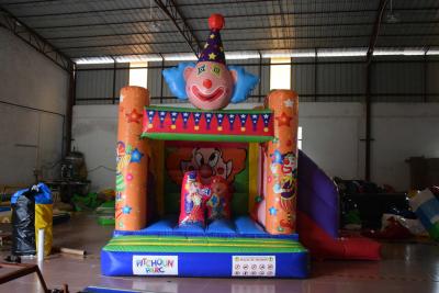 China Inflatable circus clown bouncer combo full of digital painting funny inflatable clown themed jump with slide for sale