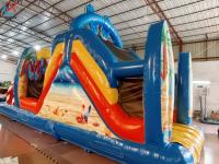 China Custom Blue Duck Themed Castle Jungle Bounce House For Kids for sale