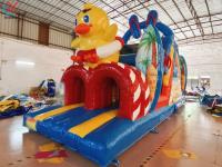 China Custom Blue Duck Themed Castle Jungle Bounce House For Kids for sale
