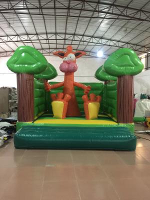 China Simple Themed Pink Leopard Kids Inflatable Bounce House Without Roof PVC Material for sale
