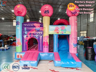 China Commercial Peppa Pig Pink Inflatable Bounce House with Slide Combo Castle for sale