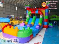 China New Design Lego Block Colorful Inflatable Bounce House Dry Water Slide for sale