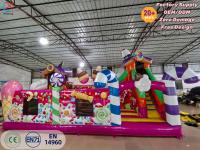China Commercial Christmas Candy Colorful Big Inflatable Bounce House Slide Fun City for sale