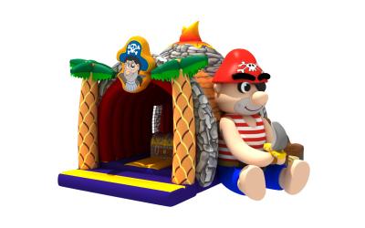 China Volcano Printing Pirate Themed Kids Inflatable Bounce House With Slide for sale