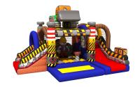 China Construction Builder Combo Jumping House / Double Slides Inflatable Bouncy House for sale