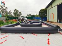 China Commercial Inflatable Black Go-Kart Race Track with Checkered Arch for Events for sale