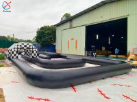 China Commercial Inflatable Black Go-Kart Race Track with Checkered Arch for Events for sale