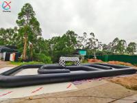 China Commercial Inflatable Black Go-Kart Race Track with Checkered Arch for Events for sale