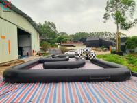 China Commercial Inflatable Black Go-Kart Race Track with Checkered Arch for Events for sale