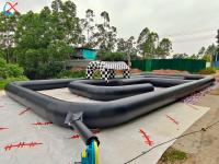 China Commercial Inflatable Black Go-Kart Race Track with Checkered Arch for Events for sale
