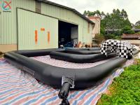 China Commercial Inflatable Black Go-Kart Race Track with Checkered Arch for Events for sale
