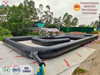 China Commercial Inflatable Black Go-Kart Race Track with Checkered Arch for Events for sale
