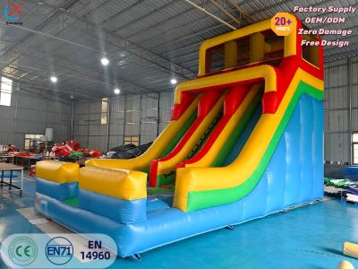 China Commercial Giant Inflatable Water Slide Double Lane Heavy-Duty PVC for Events for sale