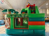 China PVC Jungle Adventure Inflatable Bounce House With Slide Rainforest Monkey Palm Tree Design Kids Party for sale