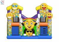 China Custom Emoji Rainbow Inflatable Bounce House Double Slide Kids Jumping Castle Combo For Party for sale