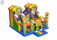 China Custom Emoji Rainbow Inflatable Bounce House Double Slide Kids Jumping Castle Combo For Party for sale