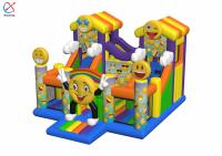 China Custom Emoji Rainbow Inflatable Bounce House Double Slide Kids Jumping Castle Combo For Party for sale