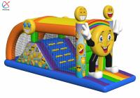 China Manufacturer Emoji Rainbow Inflatable Obstacle Course With Climbing Wall For Party Activities for sale