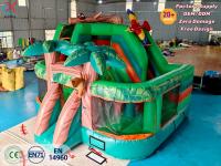 China PVC Jungle Adventure Inflatable Bounce House With Slide Rainforest Monkey Palm Tree Design Kids Party for sale