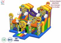 China Custom Emoji Rainbow Inflatable Bounce House Double Slide Kids Jumping Castle Combo For Party for sale