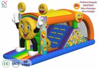 China Manufacturer Emoji Rainbow Inflatable Obstacle Course With Climbing Wall For Party Activities for sale