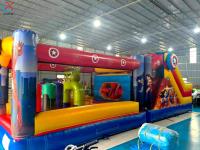 China Super Hero Theme Inflatable Obstacle Course With Slide Inflatable Jumping Castle for sale