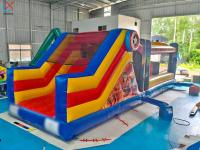 China Super Hero Theme Inflatable Obstacle Course With Slide Inflatable Jumping Castle for sale