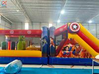 China Super Hero Theme Inflatable Obstacle Course With Slide Inflatable Jumping Castle for sale