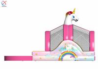 China Custom Unicorn Theme Inflatable Double Slide Commercial Pink Inflatable Slide Kids for sale