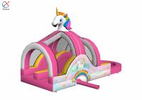 China Custom Unicorn Theme Inflatable Double Slide Commercial Pink Inflatable Slide Kids for sale