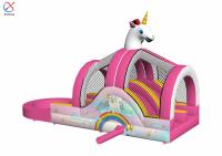 China Custom Unicorn Theme Inflatable Double Slide Commercial Pink Inflatable Slide Kids for sale